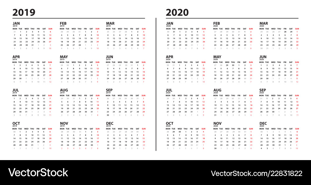 Calendar template Royalty Free Vector Image - VectorStock