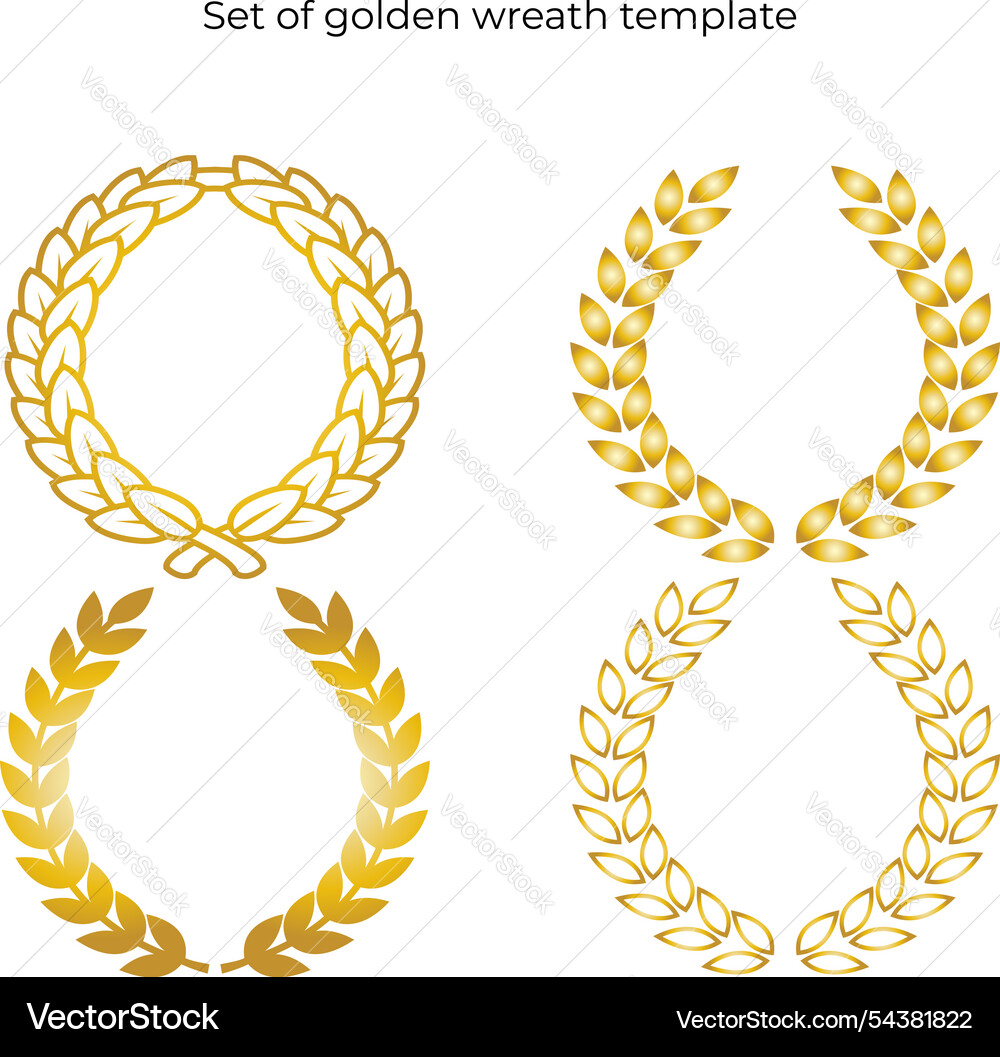Golden laurel set design elements isolated luxury Vector Image