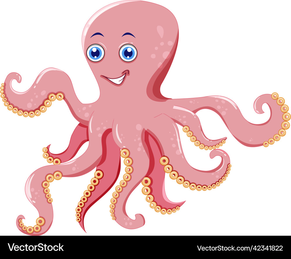 Pink octopus in cartoon design Royalty Free Vector Image