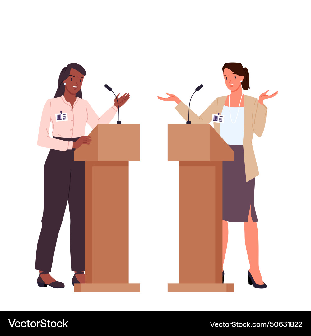 Presentation speech to audience on stage Vector Image