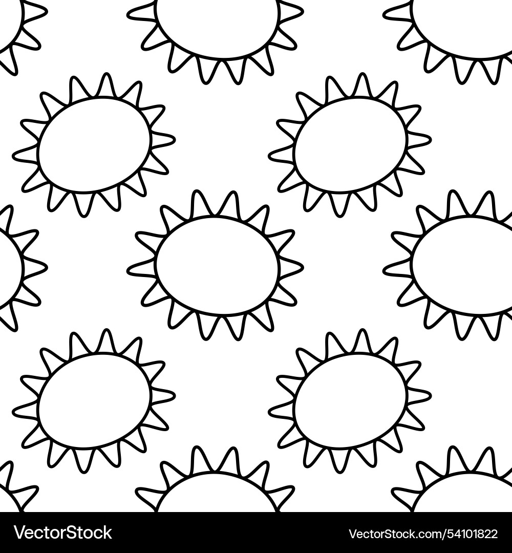 Stylized outline sun with rays seamless pattern Vector Image