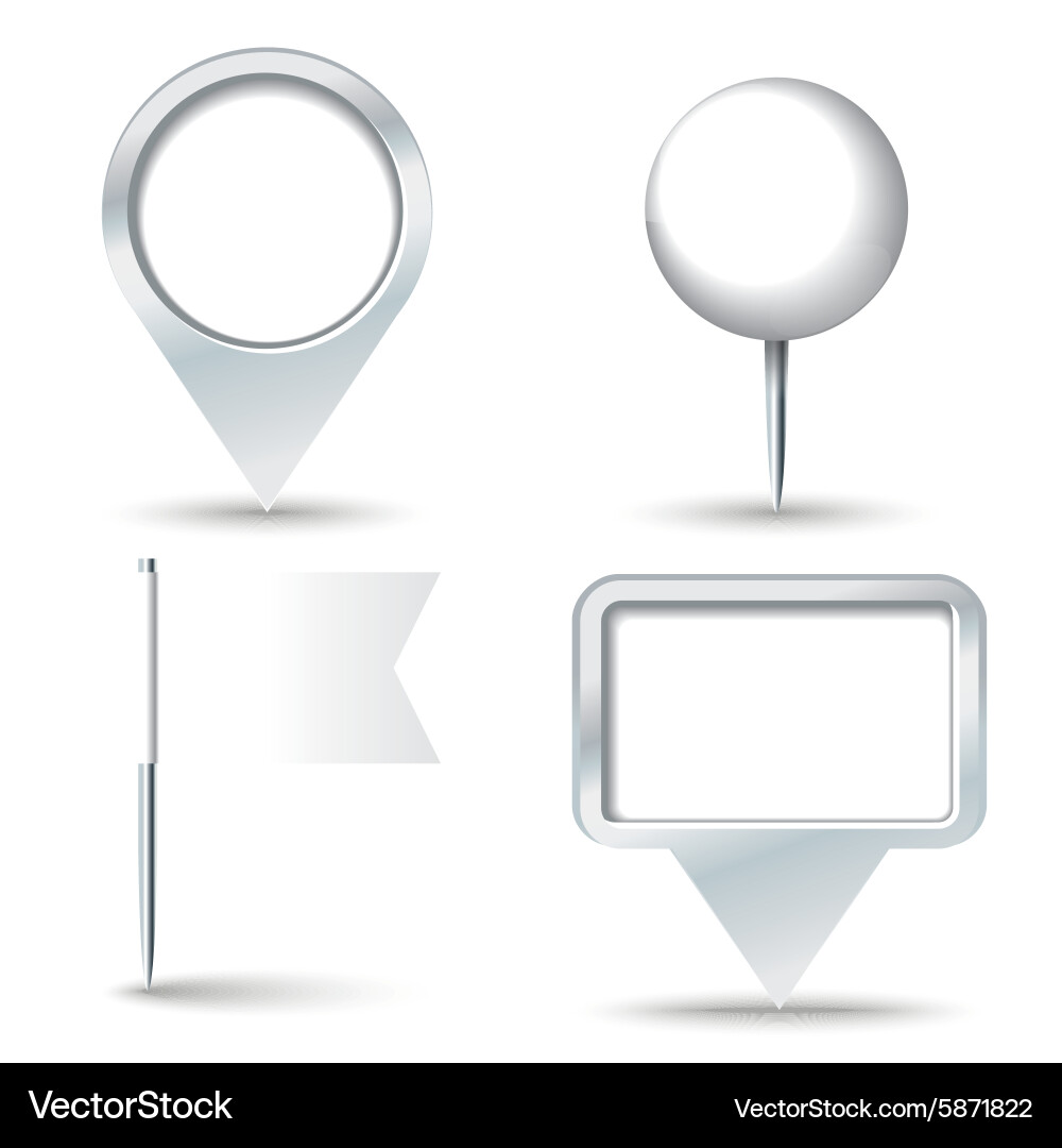 White map pins Royalty Free Vector Image - VectorStock