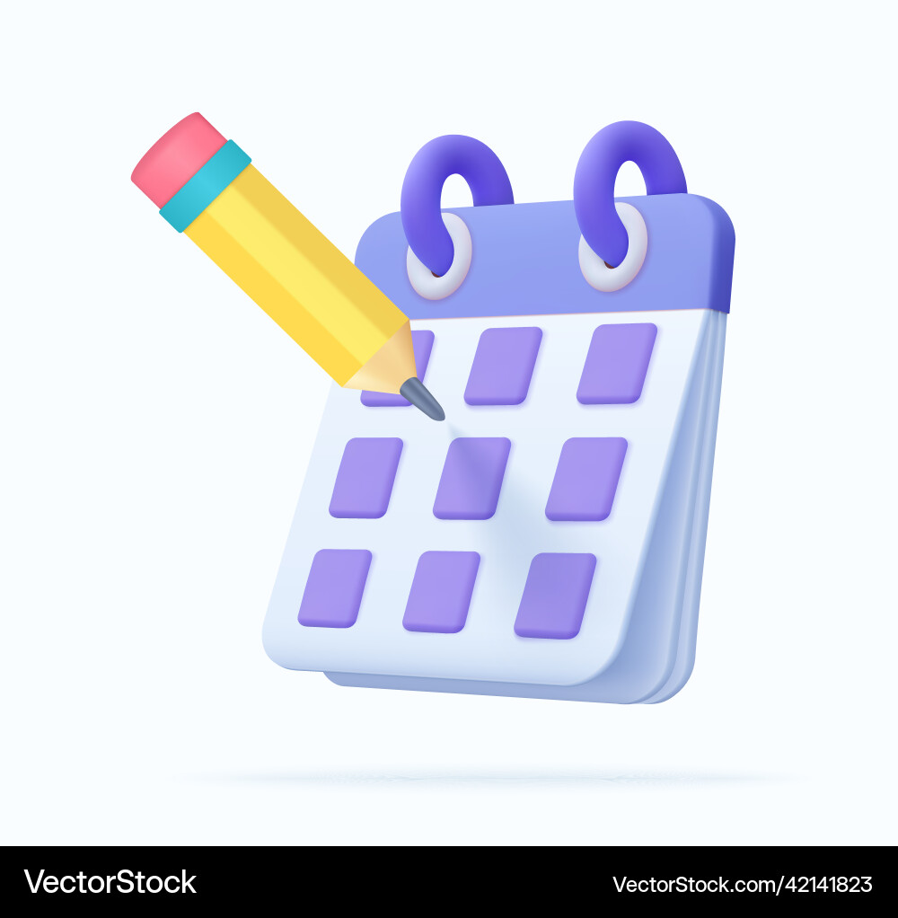 3d daily calendar plan Royalty Free Vector Image