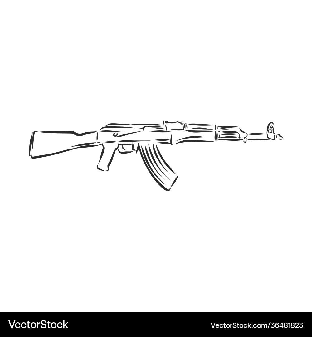 Assault rifle doodle style sketch Royalty Free Vector Image