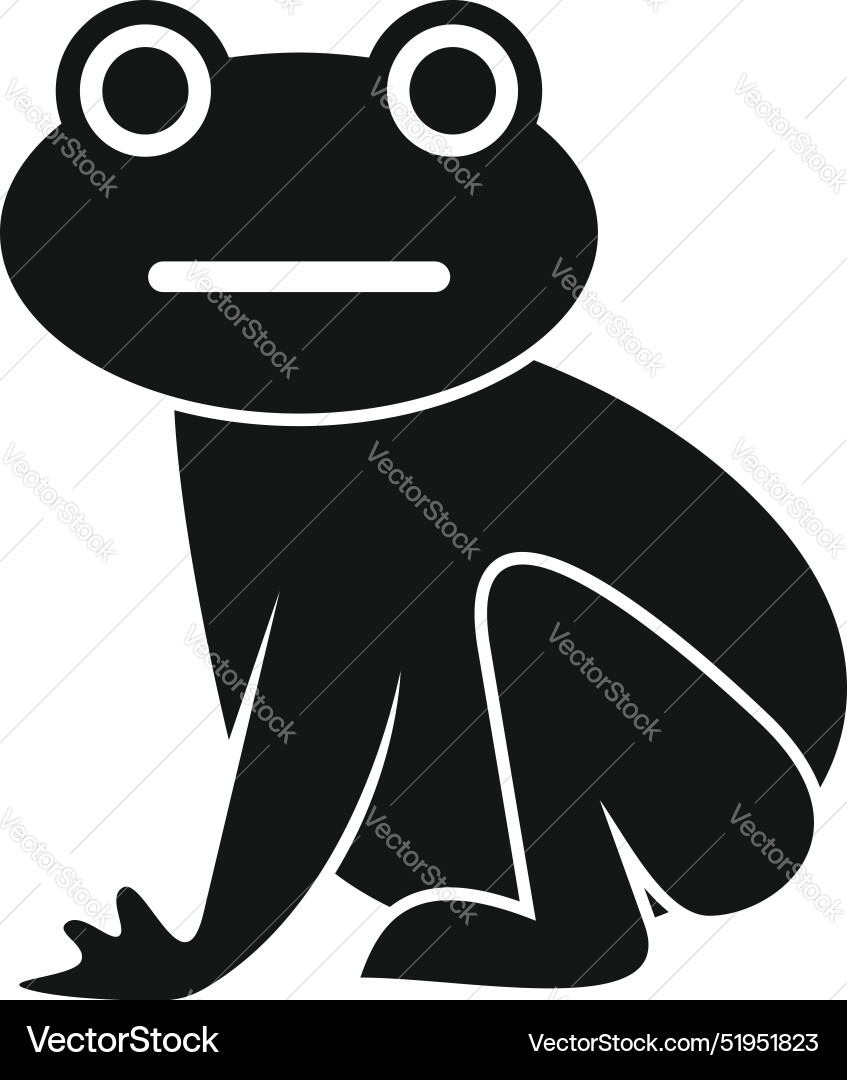 Black and white frog sitting down logo icon design