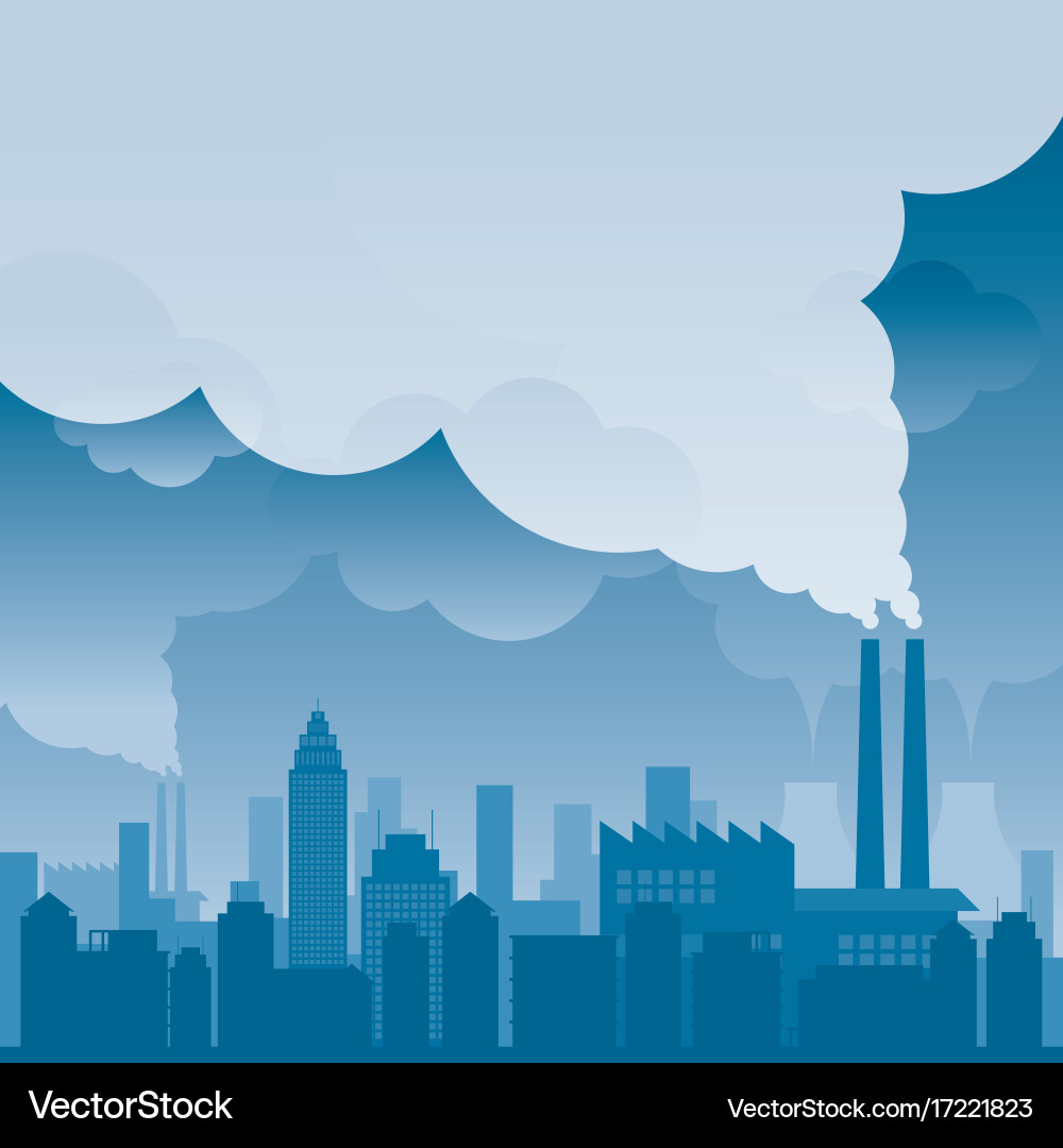 City with pollution problem blue background Vector Image