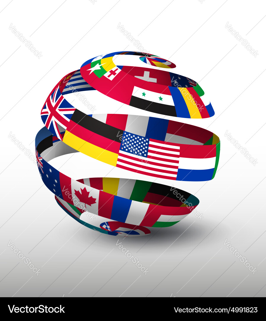 Globe made of a strip flags Royalty Free Vector Image