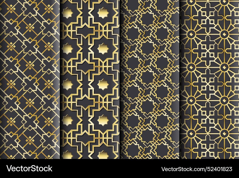 Gradient golden arabic pattern Royalty Free Vector Image