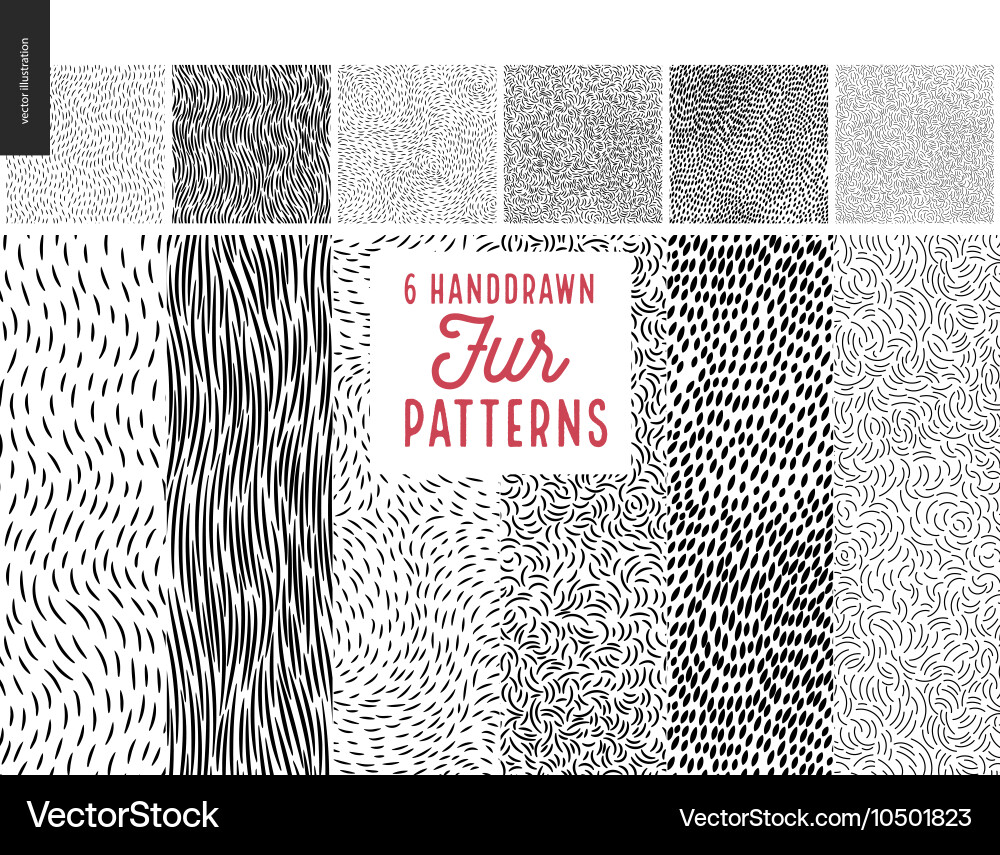 Hand Drawn Fur Patterns Royalty Free Vector Image