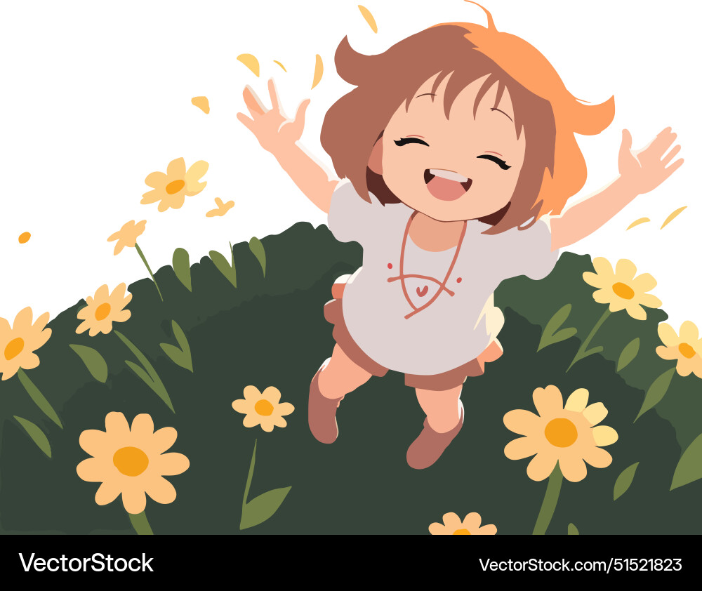 Happy child in the clearing Royalty Free Vector Image