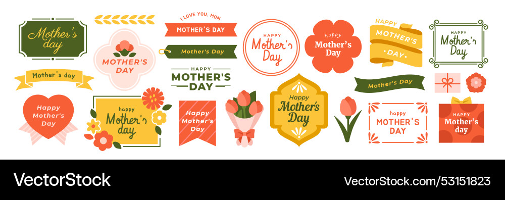 Happy mothers day decorative elements beautiful Vector Image