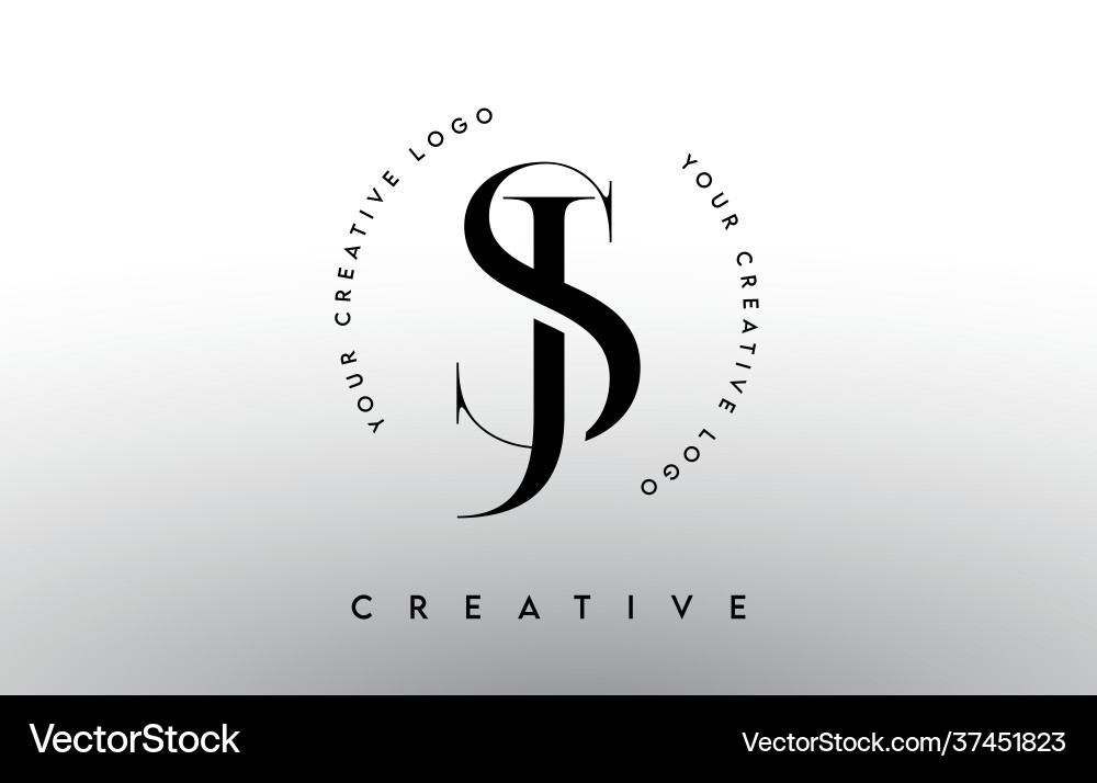 Js letter logo design with serif typography font Vector Image