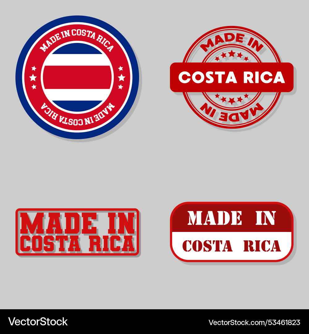 Set of stamps made in costa rica Royalty Free Vector Image