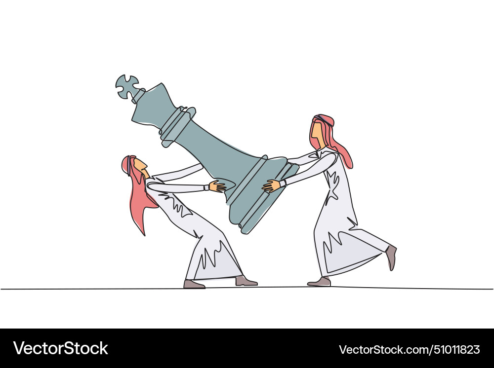 Single continuous line drawing two angry arabian Vector Image