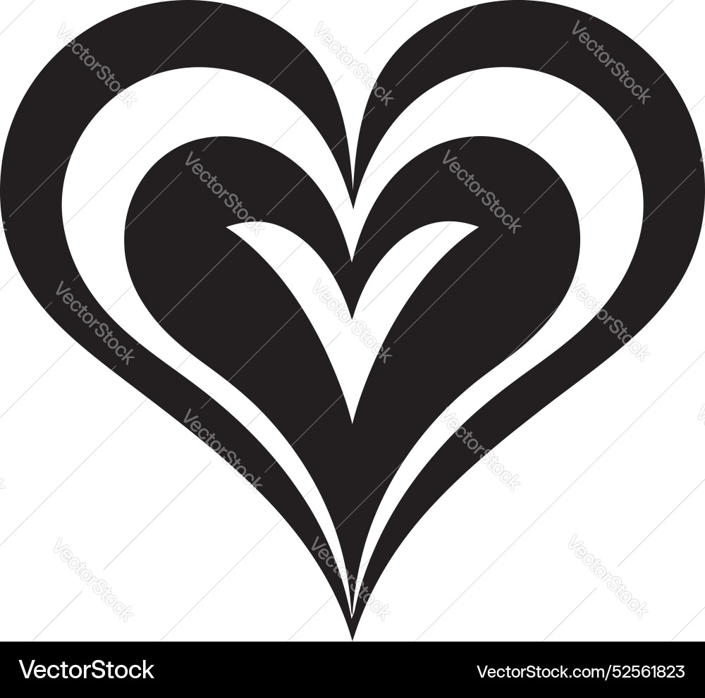 Unique black heart sophisticated abstract shape Vector Image