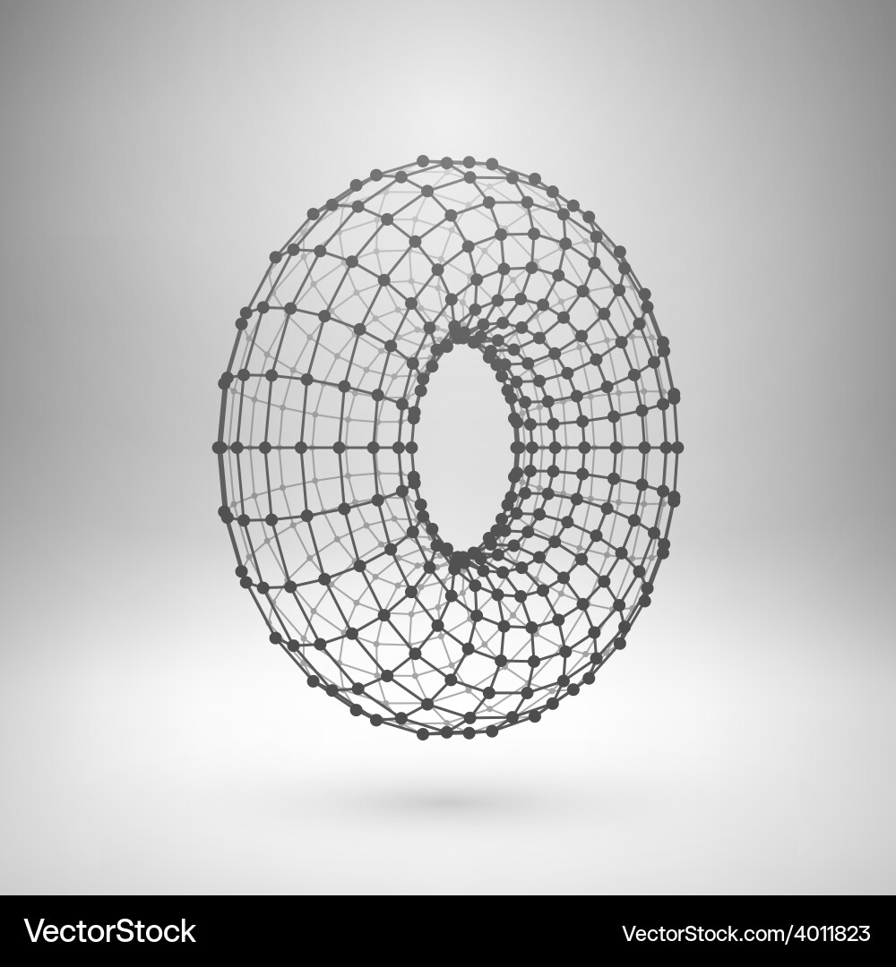 Wireframe mesh polygonal torus Royalty Free Vector Image