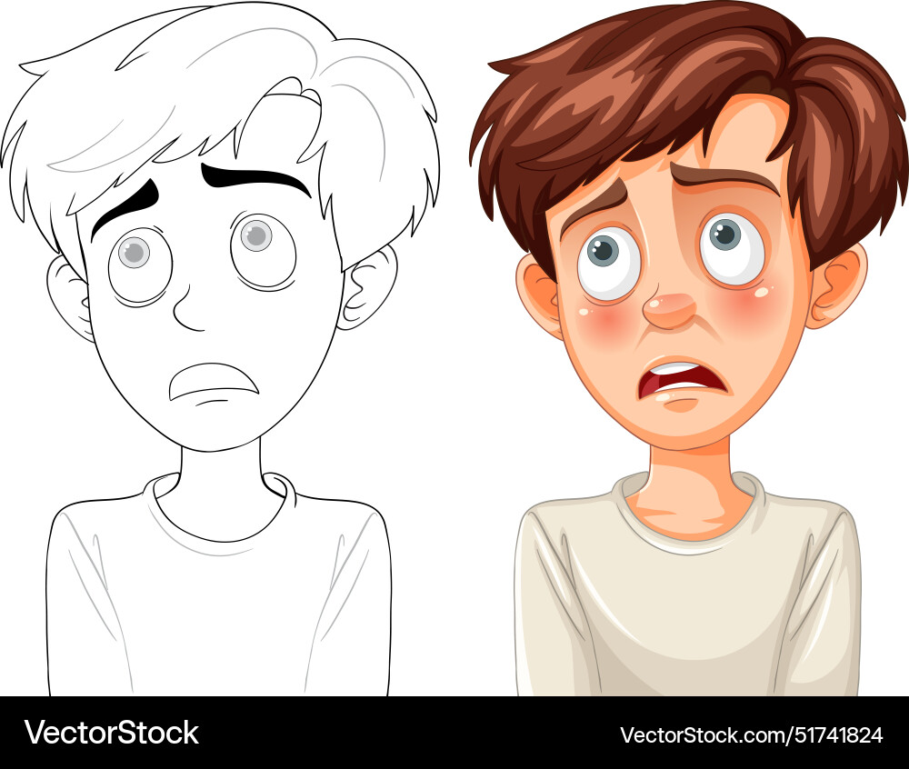 A boy showing worried facial expression Royalty Free Vector