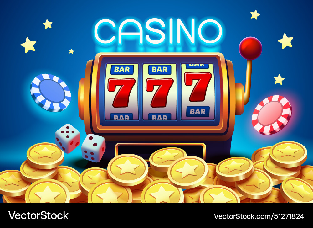 Casino slots machine winner jackpot fortune Vector Image