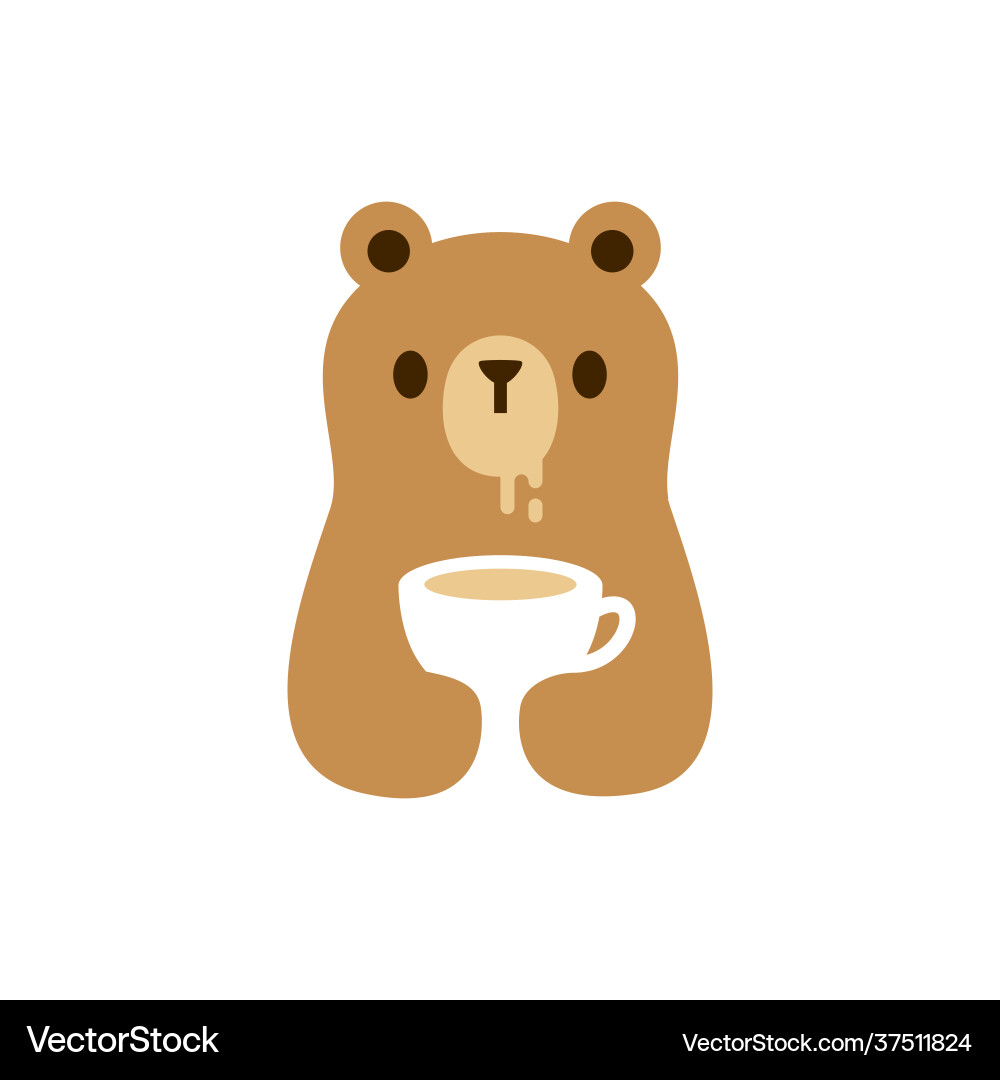 Cute Bear Cub Drinking Cup Royalty Free Vector Image