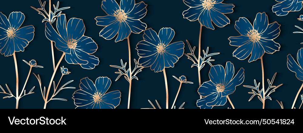 Dark blue luxury floral design Royalty Free Vector Image