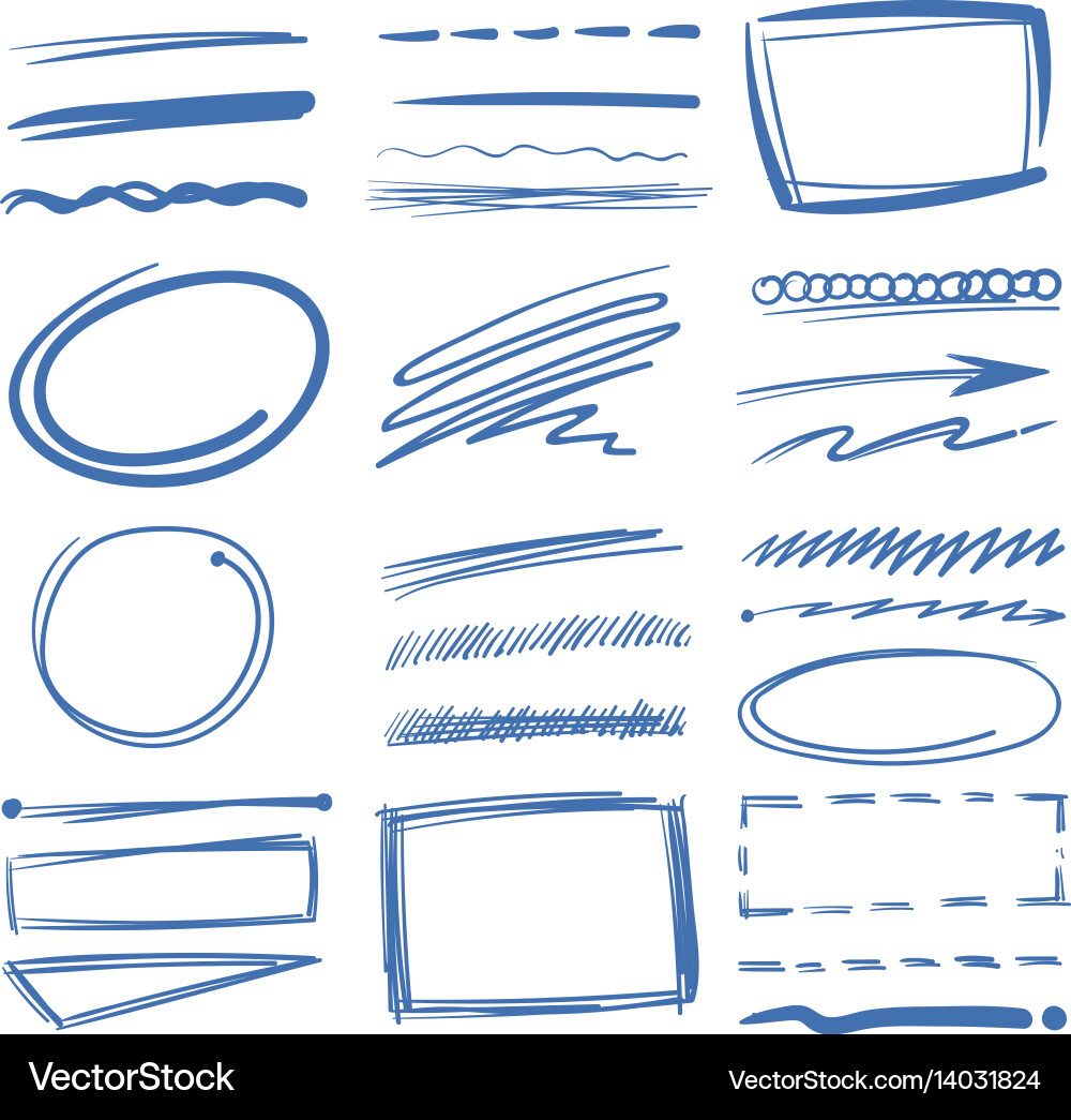Doodle highlighter elements sketch circles Vector Image