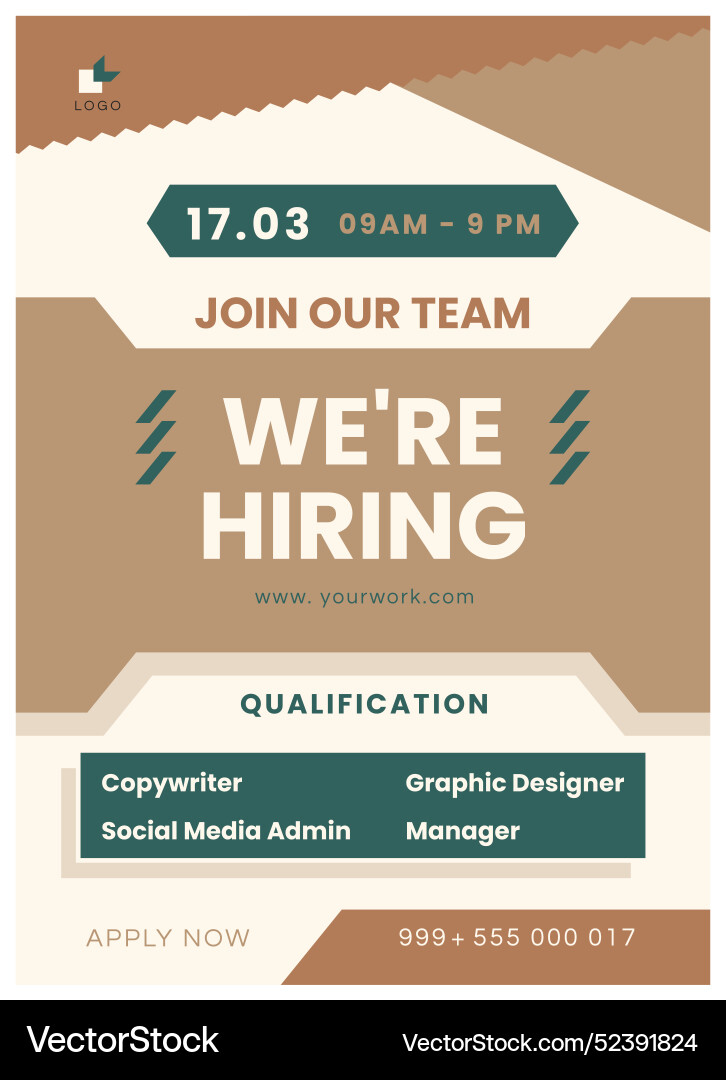 Hiring poster design template Royalty Free Vector Image