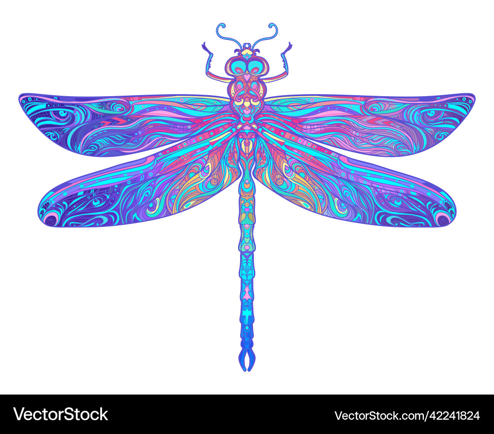 Ornate colorful dragonfly ethnic patterned Vector Image