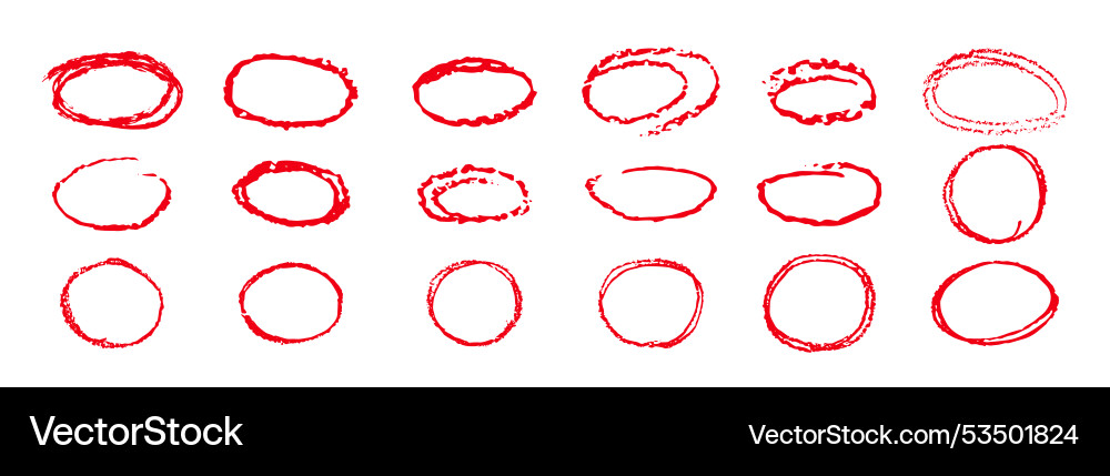 Red pencil highlight circles crayon handwritten Vector Image