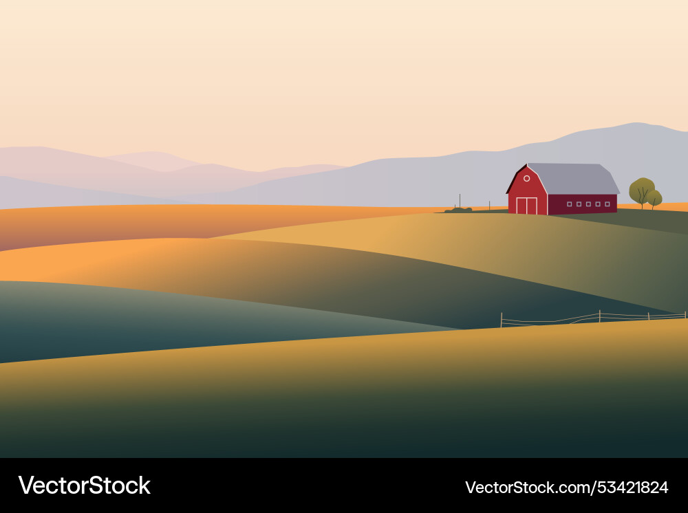 Rural landscape minimalistic countryside Vector Image