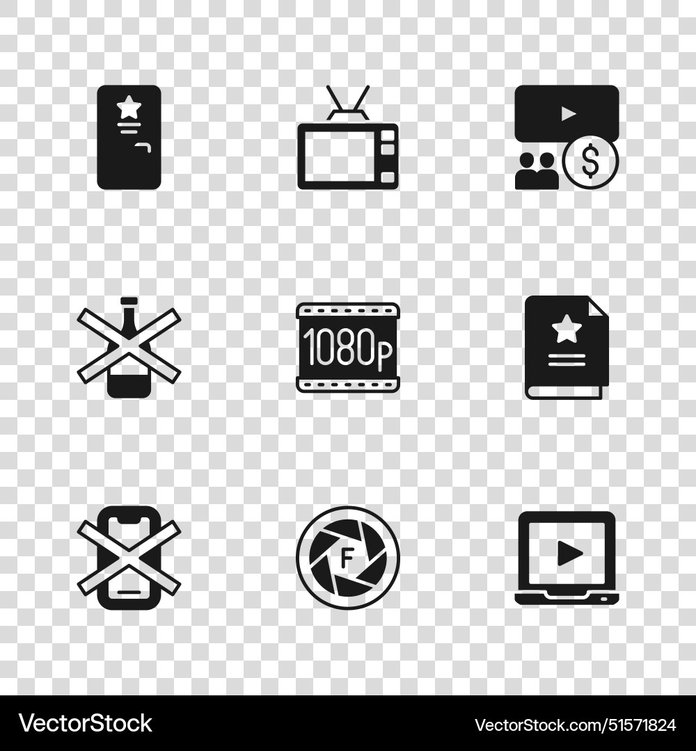Set camera shutter scenario online play video Vector Image