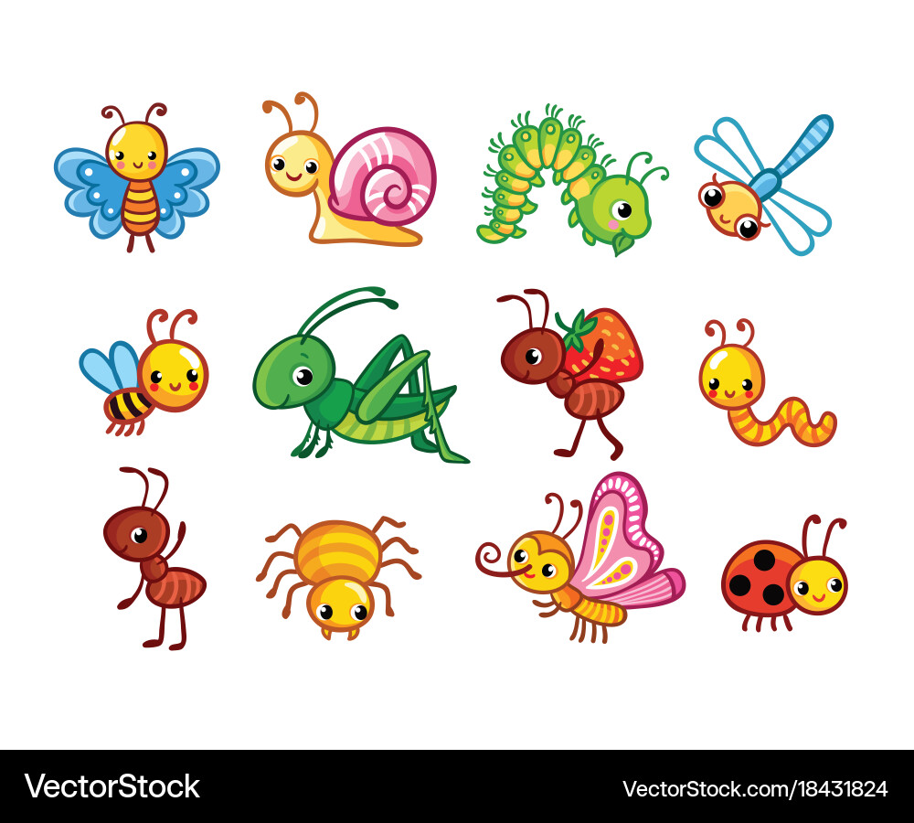 Set of insects Royalty Free Vector Image - VectorStock