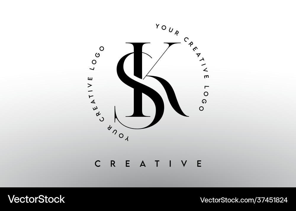 Sk letter logo design with serif typography font Vector Image
