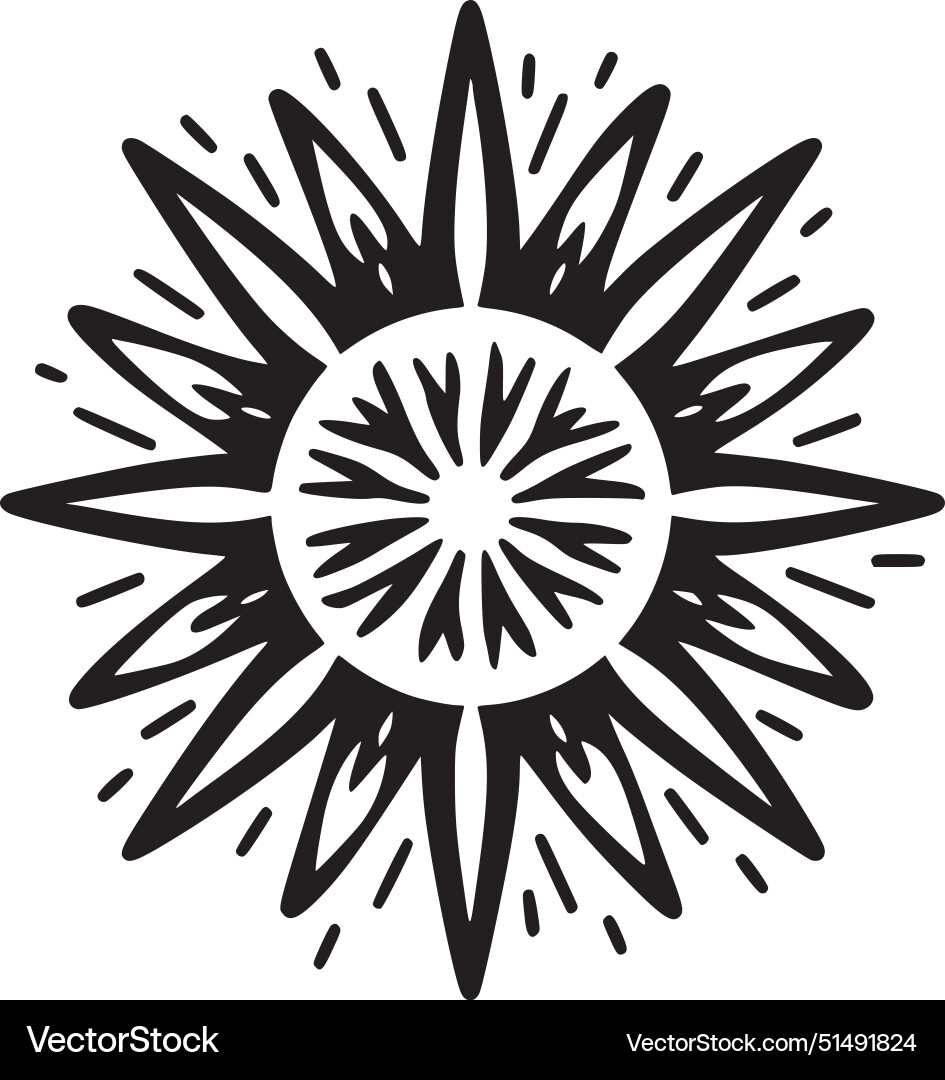 Sun - black and white Royalty Free Vector Image