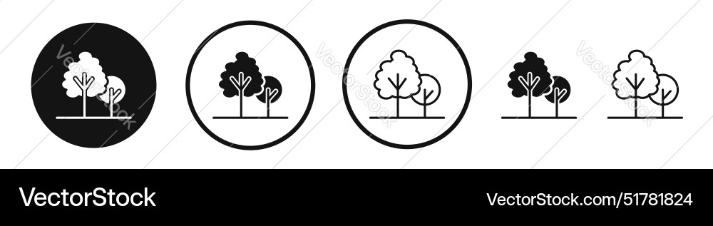 Trees icon set black filled and outlined style Vector Image