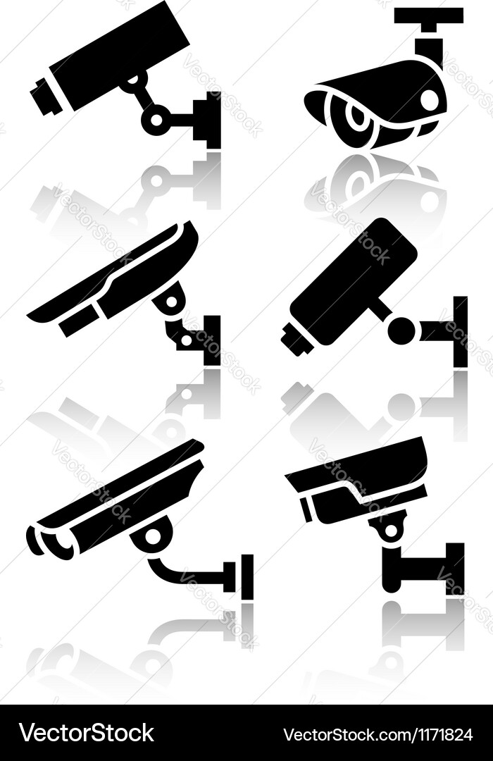 Video surveillance new big set stickers Royalty Free Vector