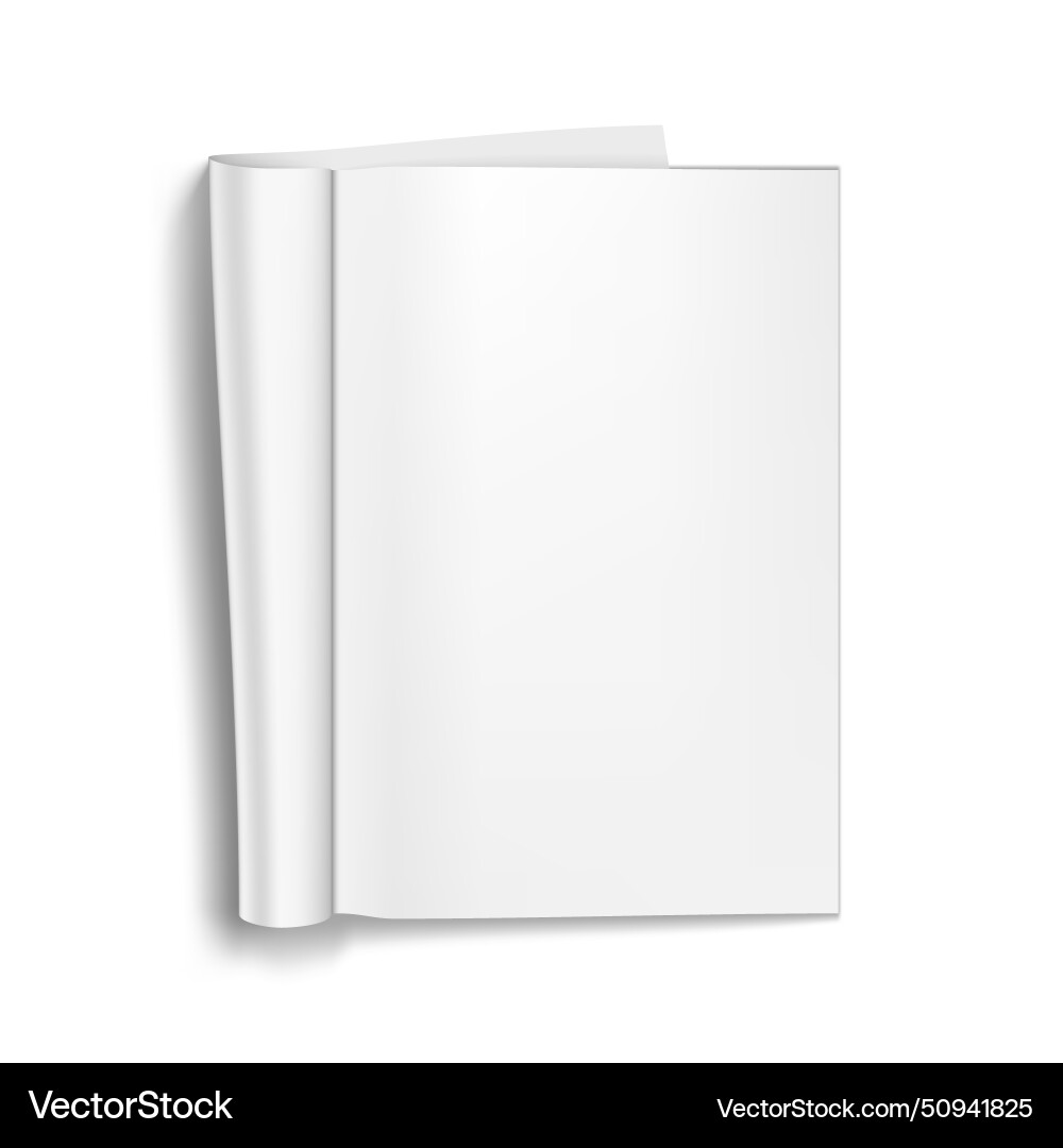 Blank open magazine with soft cover on white Vector Image