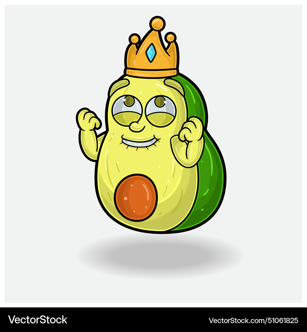 Happy expression with avocado fruit crown mascot Vector Image