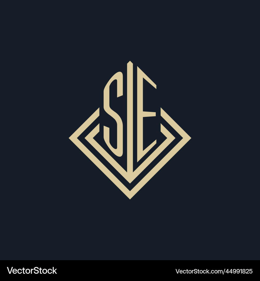 Initials se logo rhombus lines shape style luxury Vector Image