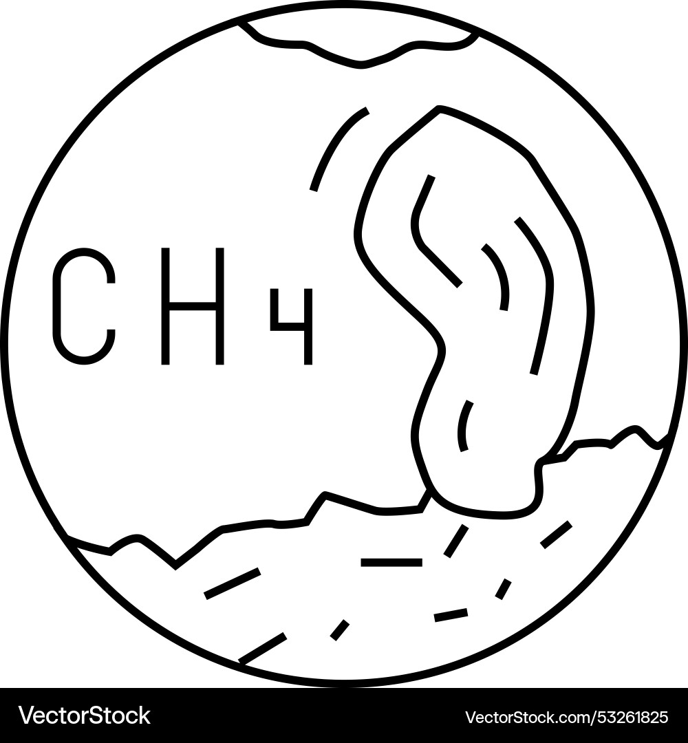 Martian methane gas mars planet line icon Vector Image