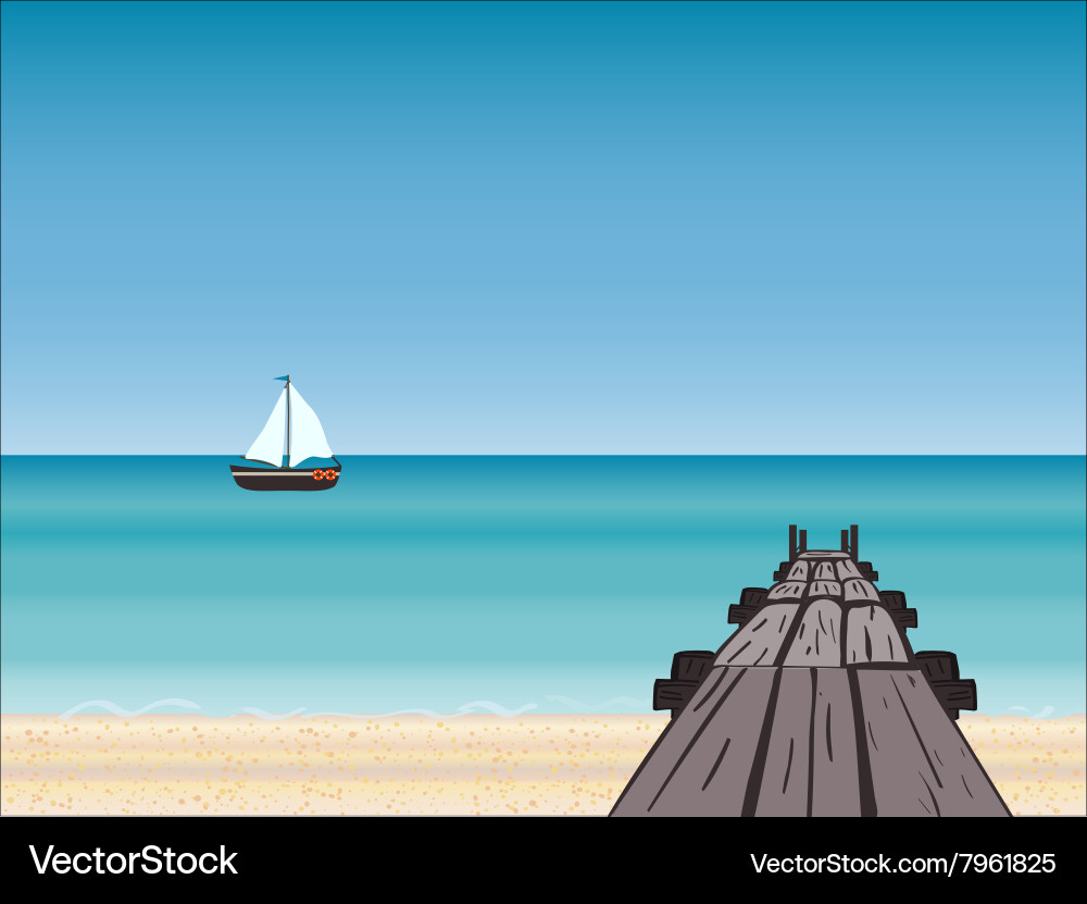 Navy pier yacht horizon Royalty Free Vector Image