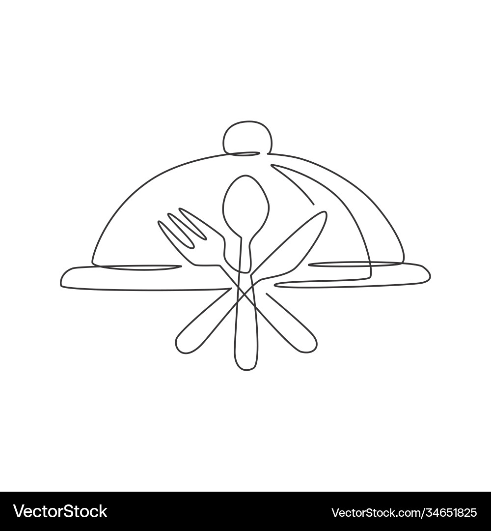 One continuous line drawing food tray cover Vector Image