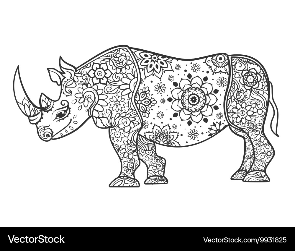 Ornamental Rhino Royalty Free Vector Image - VectorStock
