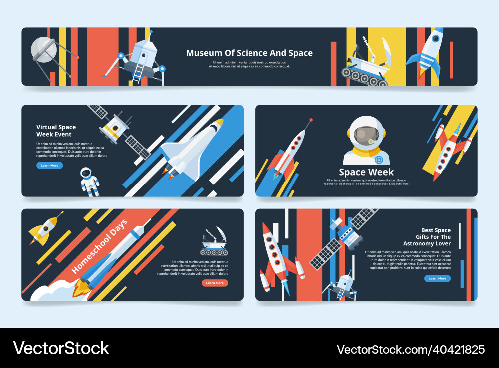 Space week announcement horizontal landing page Vector Image