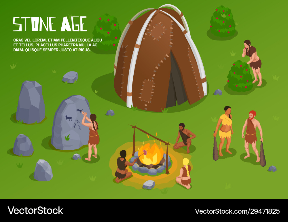 Stone age outdoor background Royalty Free Vector Image