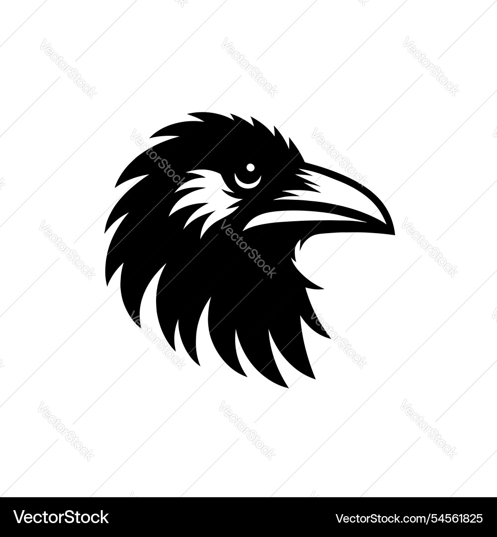 Stylized crow head profile Royalty Free Vector Image