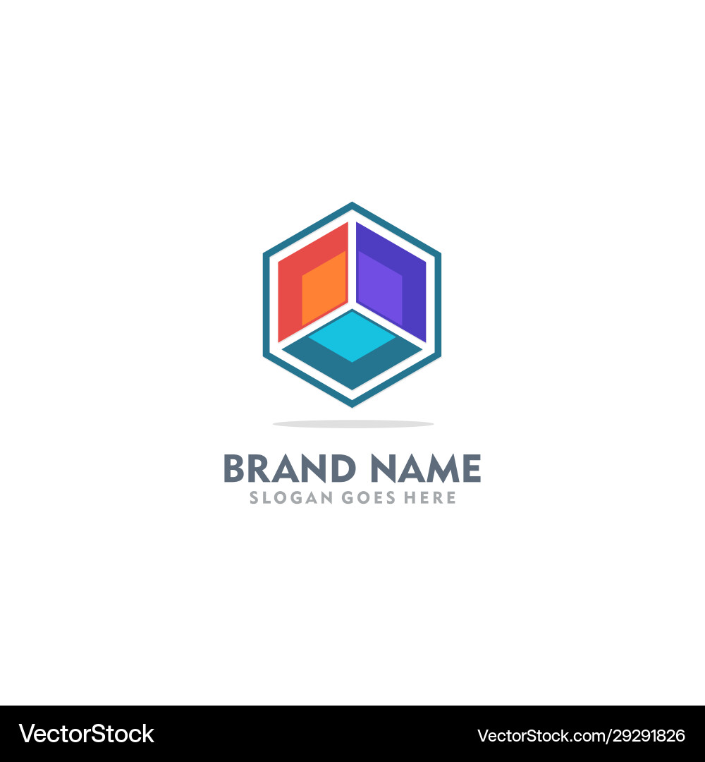 Cube 3d box colored company logo Royalty Free Vector Image
