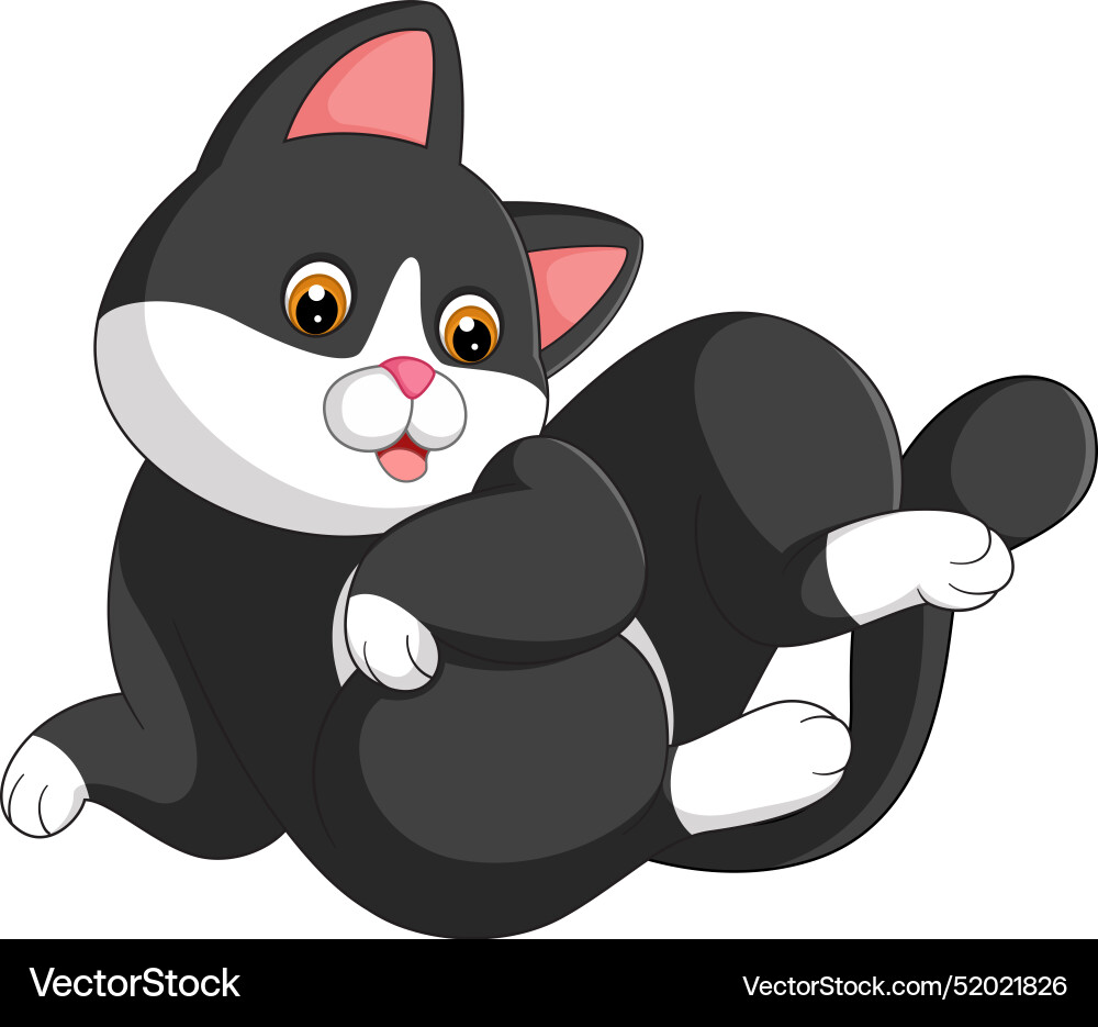 Cute fat cat plays joyfully Royalty Free Vector Image
