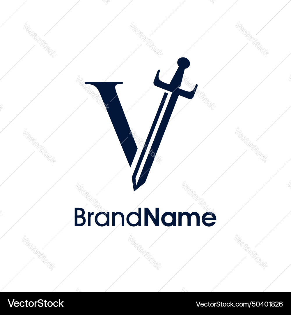 Elegant initial v sword logo Royalty Free Vector Image