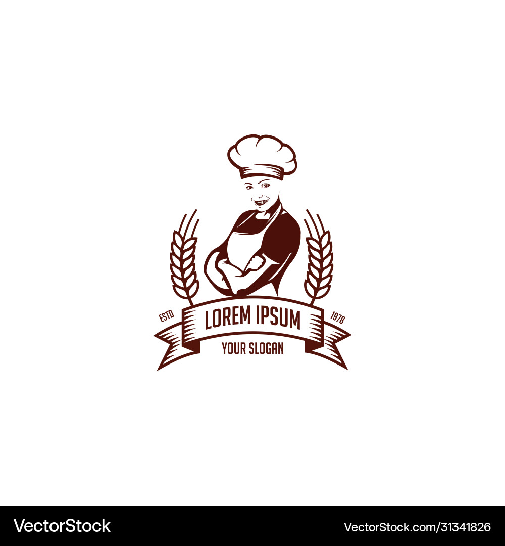 Girl chef emblem Royalty Free Vector Image - VectorStock
