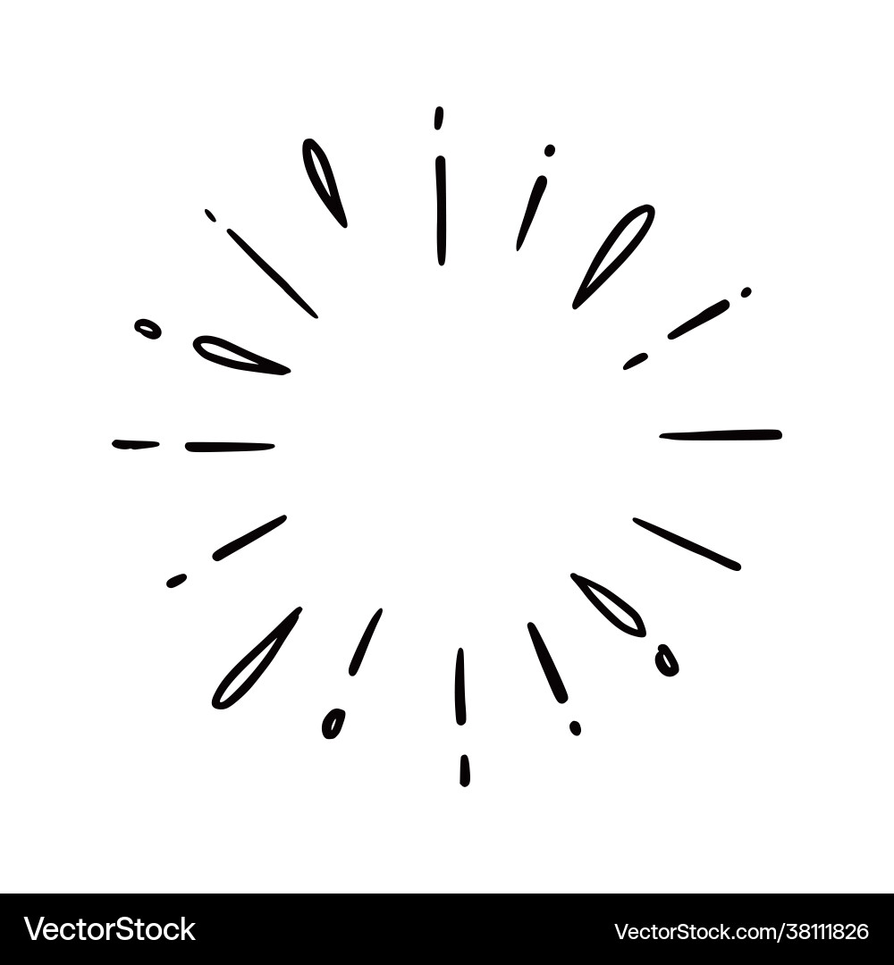 Hand drawn sunburst shine ray doodle Royalty Free Vector